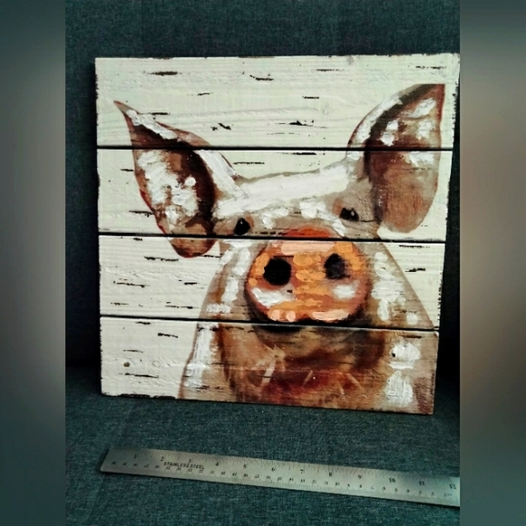 Art | Woodpainted Pig Frame | Poshmark